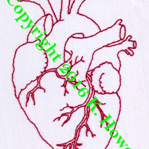 Heart Hand Embroidery Pattern, Anatomical Heart, Human, Heart, Beat ...