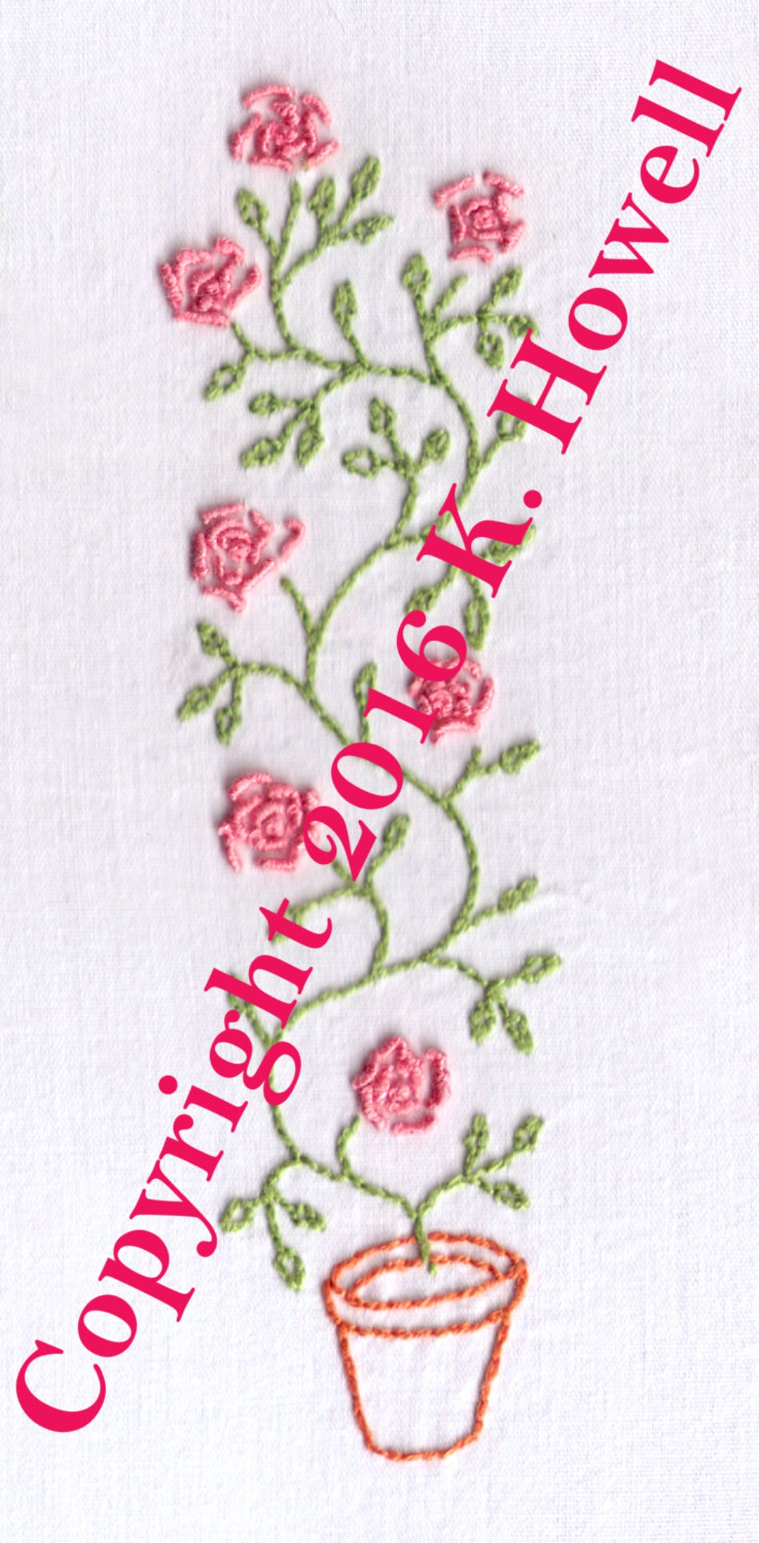 Rose Bush Hand Embroidery Pattern, Potted Plant, Rose, Roses, Bush ...