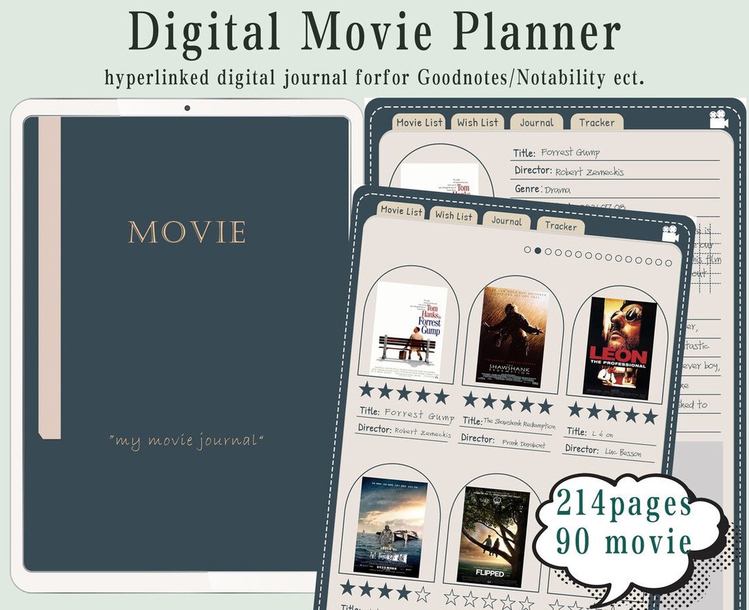 Digital Movie Planner for Cinema Lovers,digital Movie Tracker,movie ...