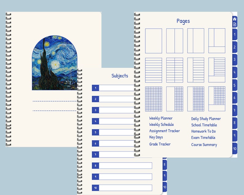 Van Gogh Digital Notebook digital Plannerstarry Night Theme artistic ...