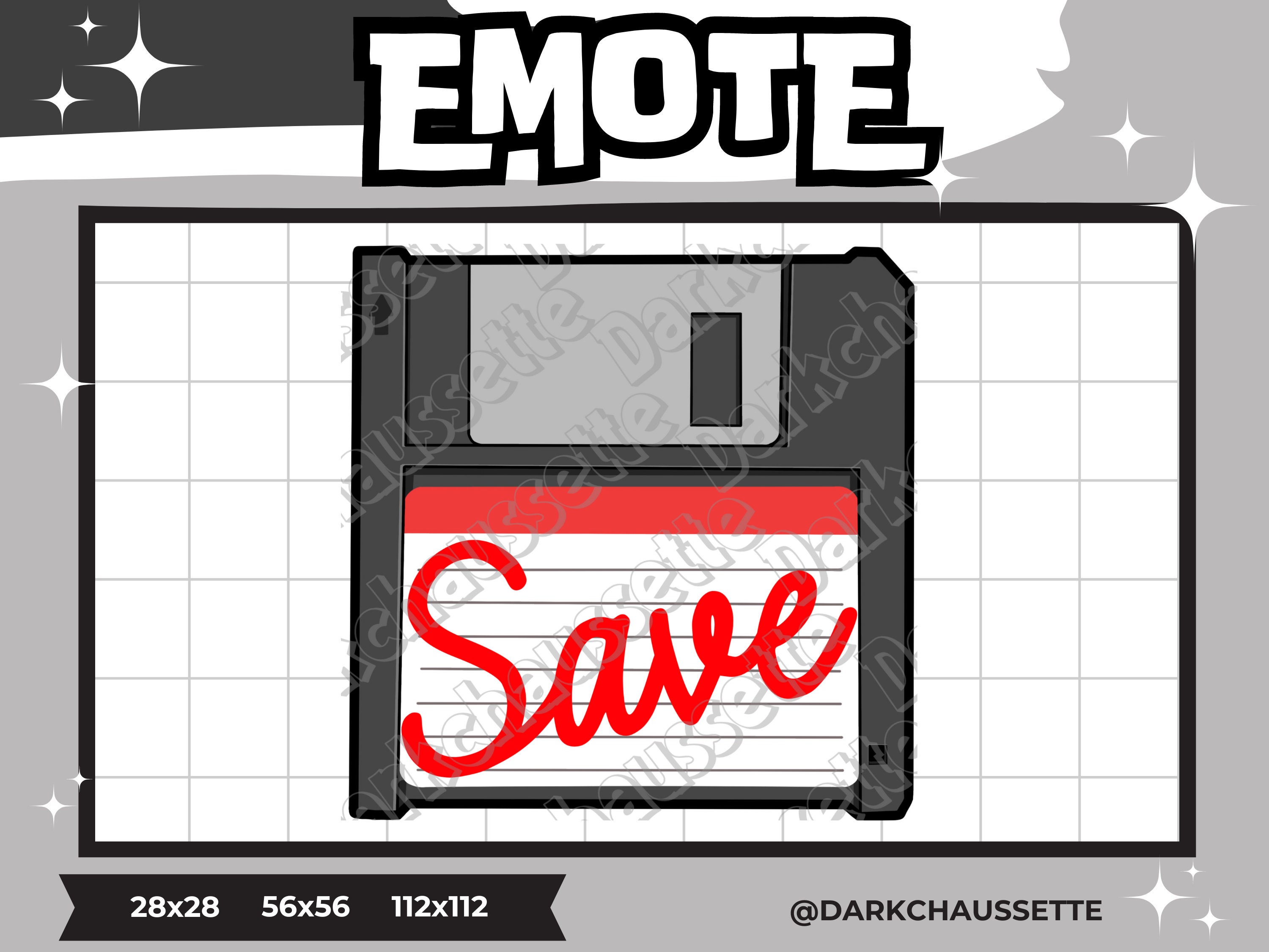 Twitch Emote Grey Floppy Disk, Discord, Youtube, Stream, Streaming - Etsy