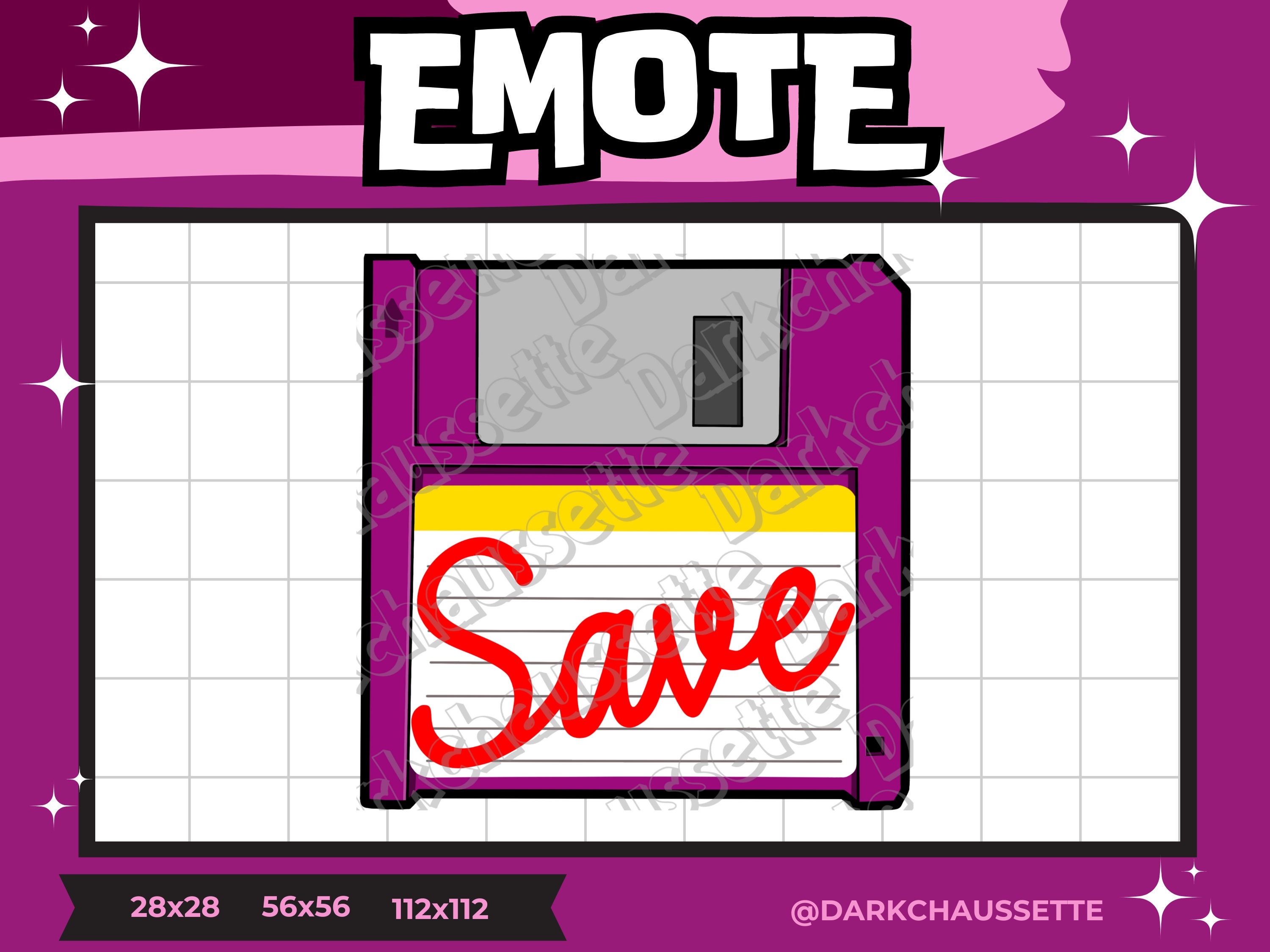 Tiwtch Emote Pink Floppy Disk, Discord, Youtube, Stream, Streaming ...