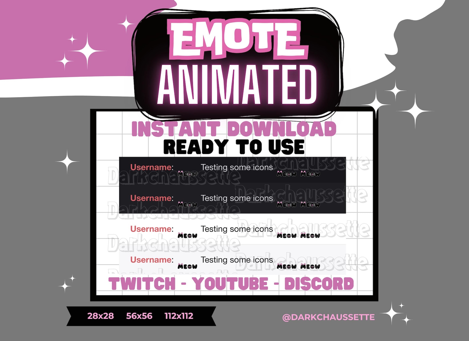Twitch Emote Black Meow, Twitch Emote Black Cat, Emote Meow, Emote Cat ...