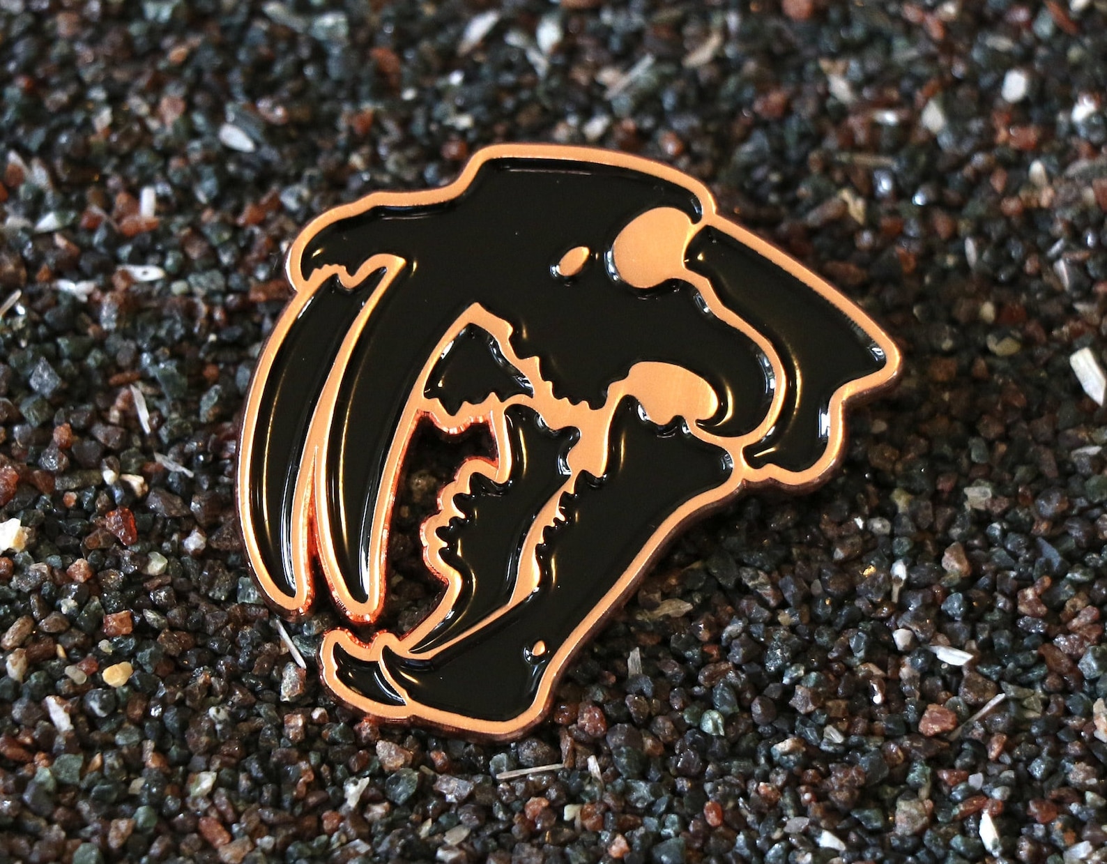 Smilodon (saber Tooth Cat/tiger) Skull - Black & Rose Gold Soft Enamel ...