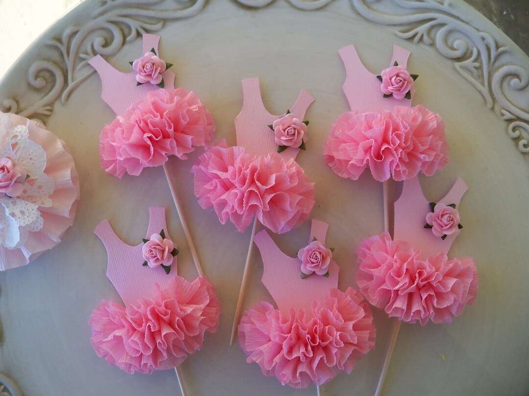 Birthday Decoration Ballerina Tutu Cupcake Toppers Set of Six Birthday ...
