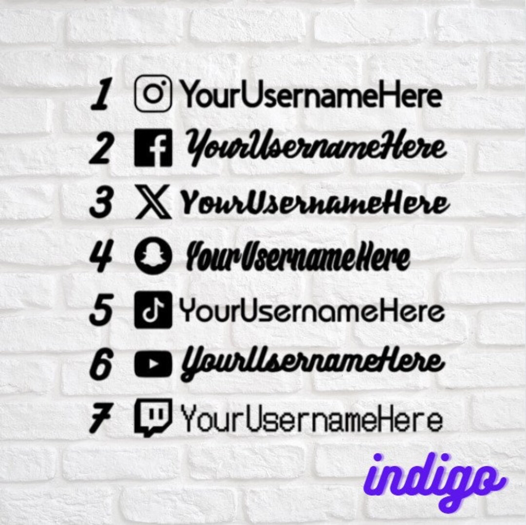 Custom Username Decal, Social Media Handle, Instagram, Snap, Facebook ...