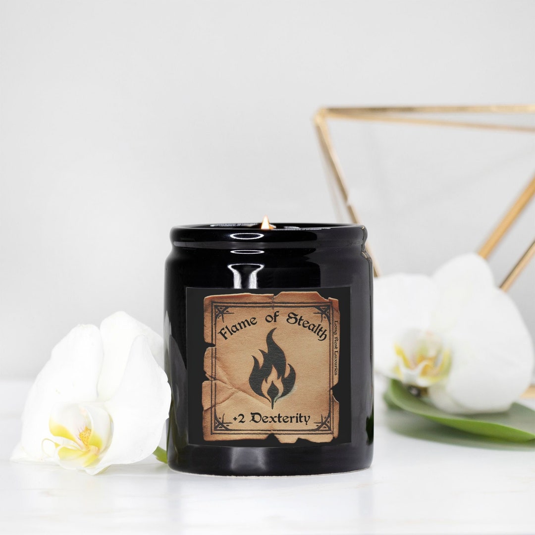 Custom Scent Dnd RPG Stats Ceramic Candle, Dnd Gift, Personalized Vegan ...