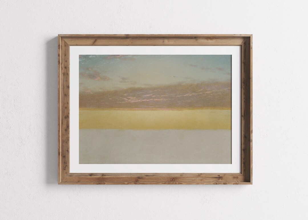 Neutral Sunset Oil Painting Wall Art Printable, Muted Horizon Landscape ...