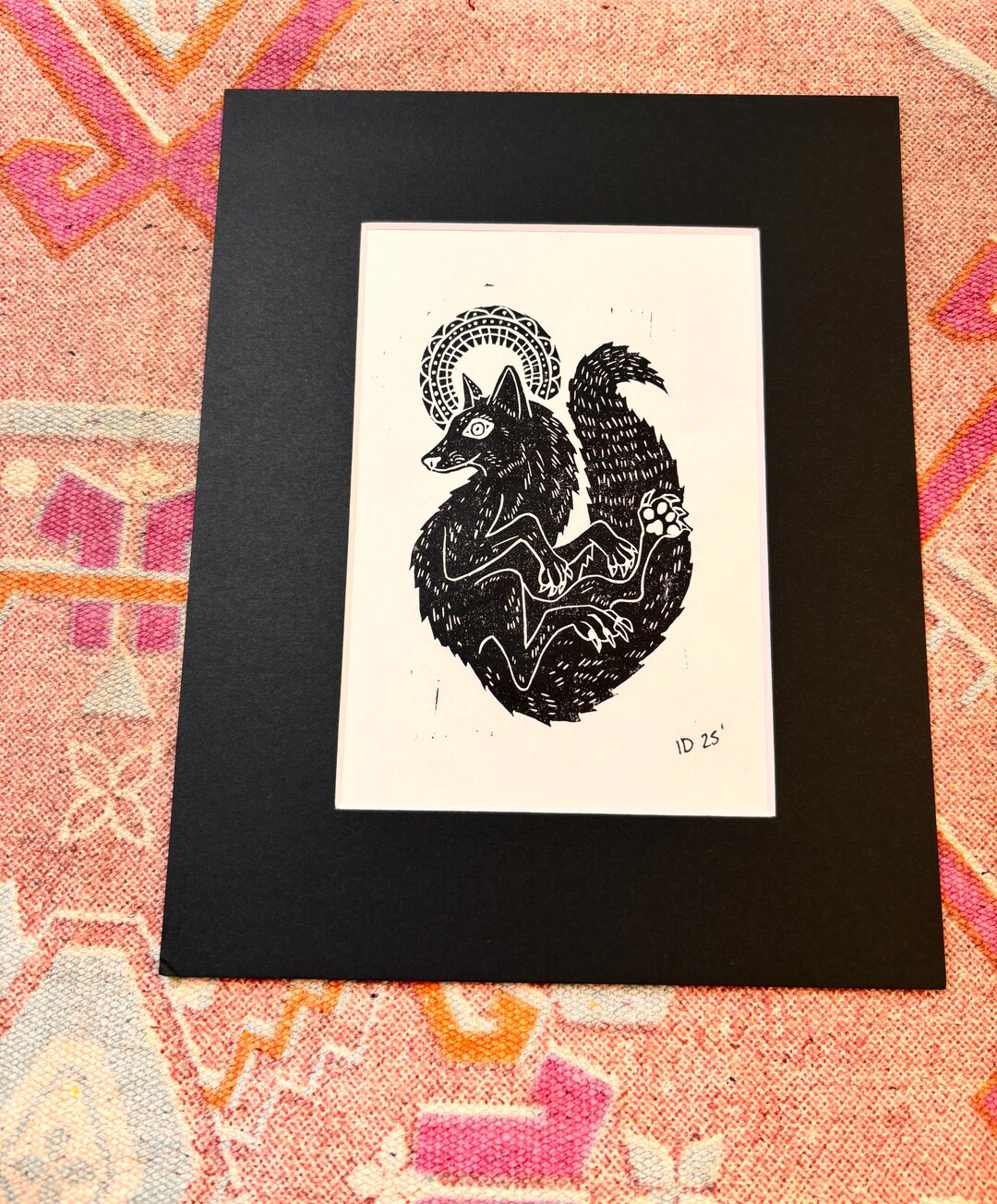 Redesigned Coyote Linocut Print - Etsy