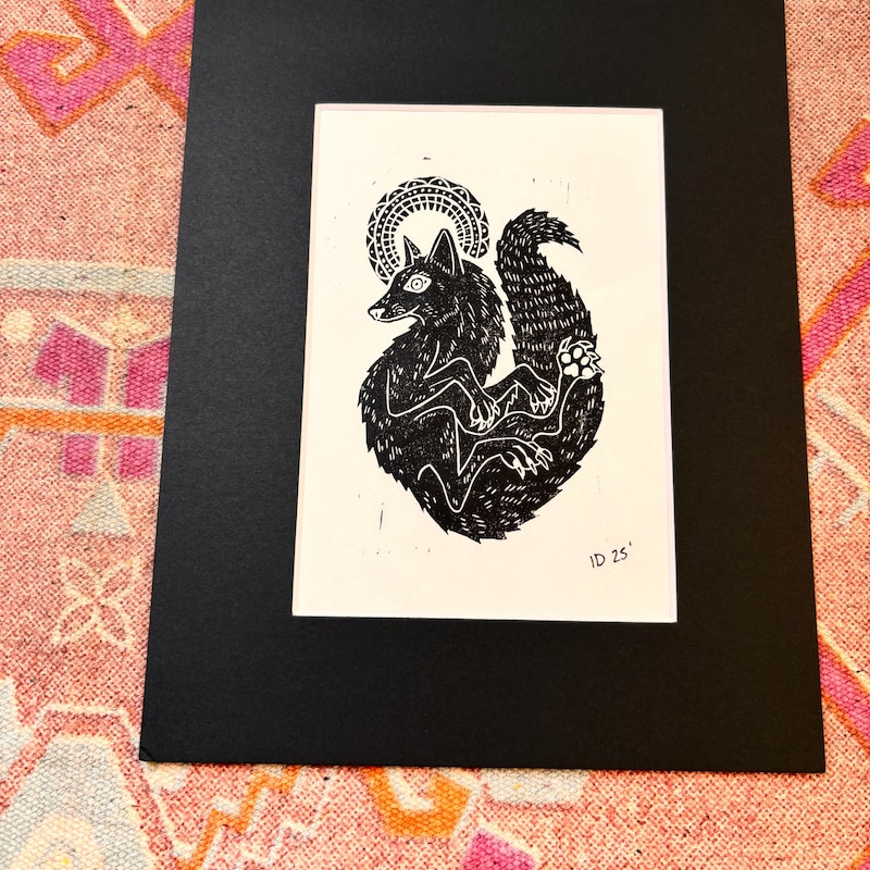 Wolf Linocut - Etsy