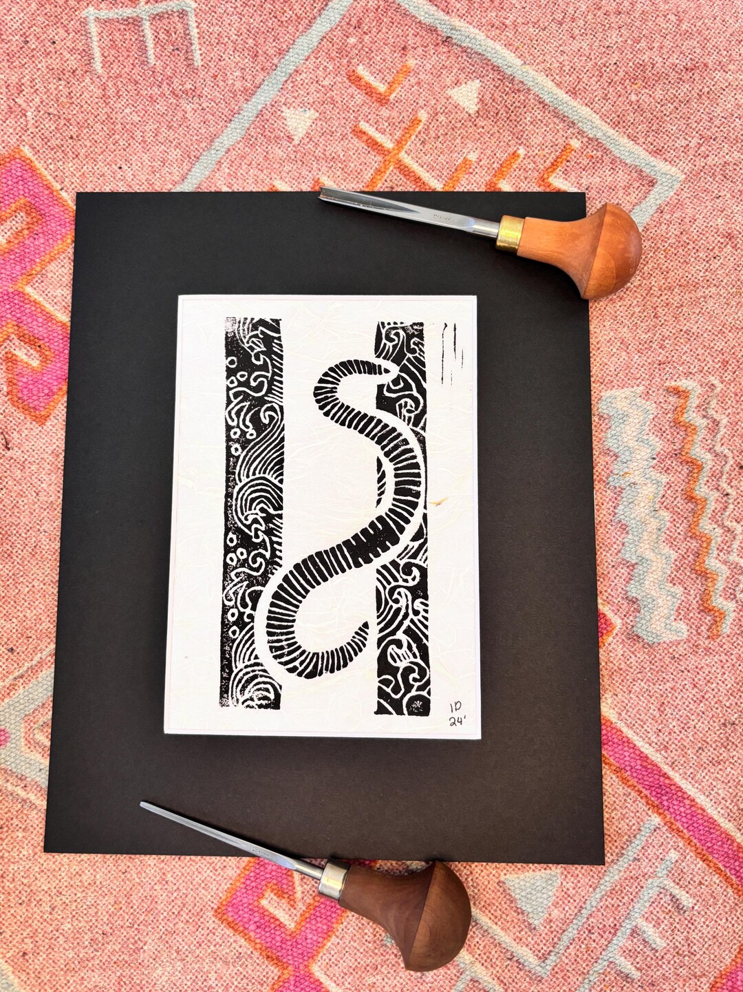 Worm Linocut Print - Etsy