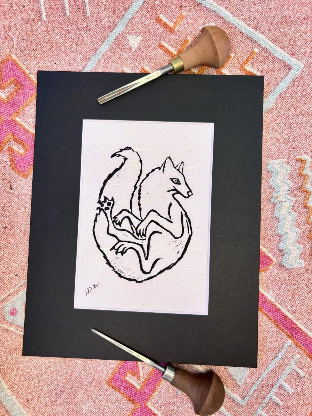 Coyote Linocut Print - Etsy