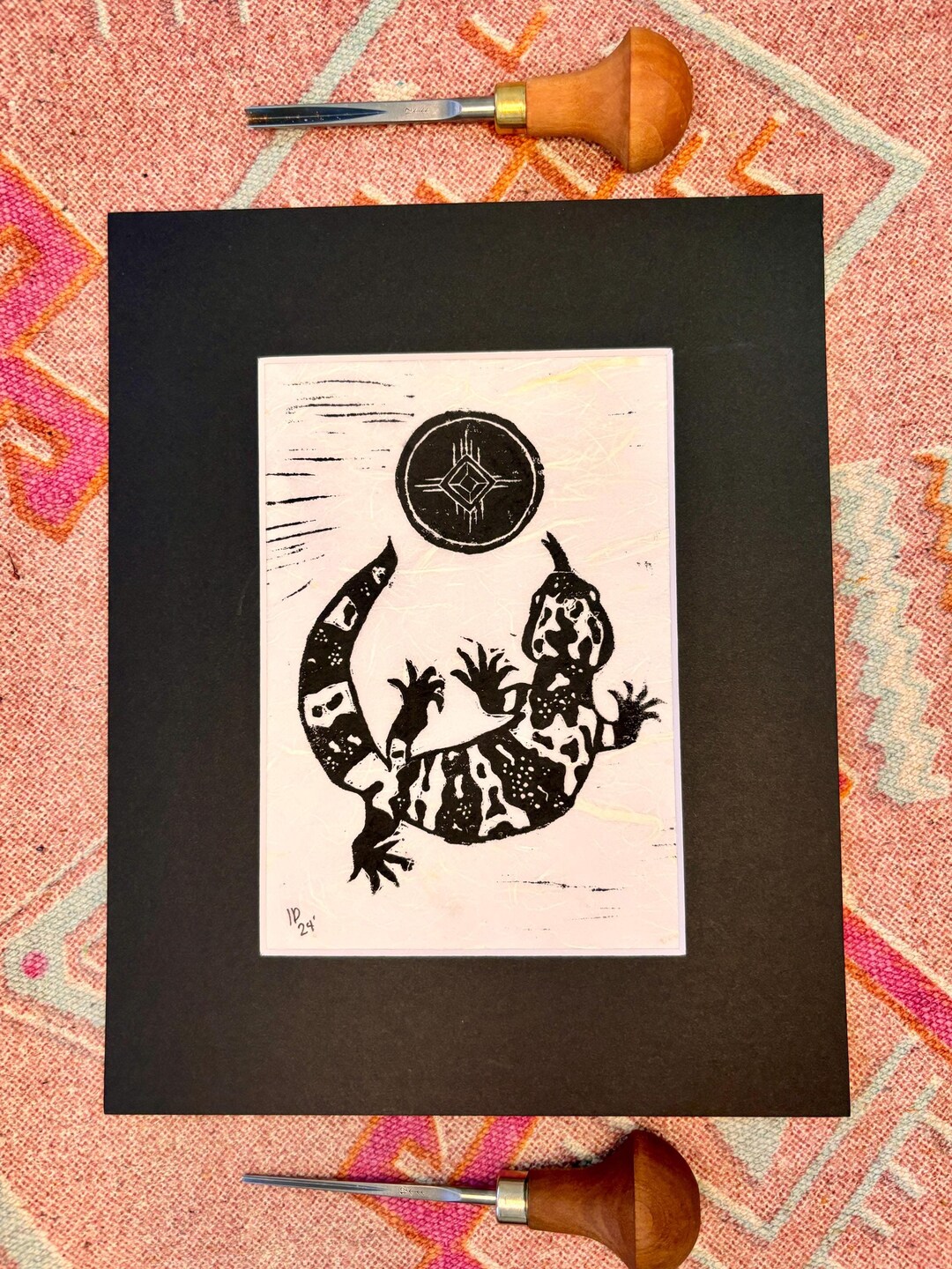 Gila Monster Lizard Linocut Print - Etsy