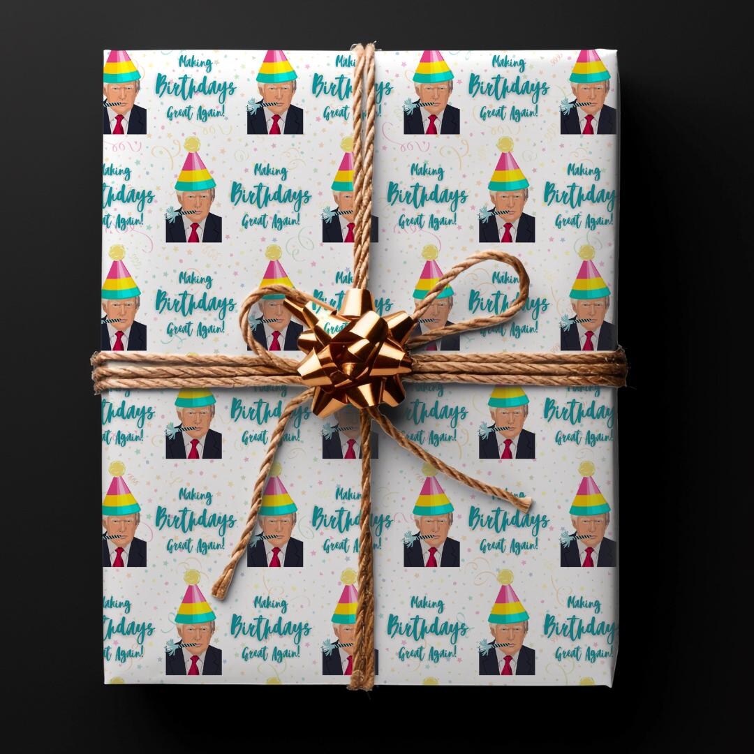 Donald Trump Funny Birthday Wrapping Paper 60cm X 100cm Quirky Birthday ...