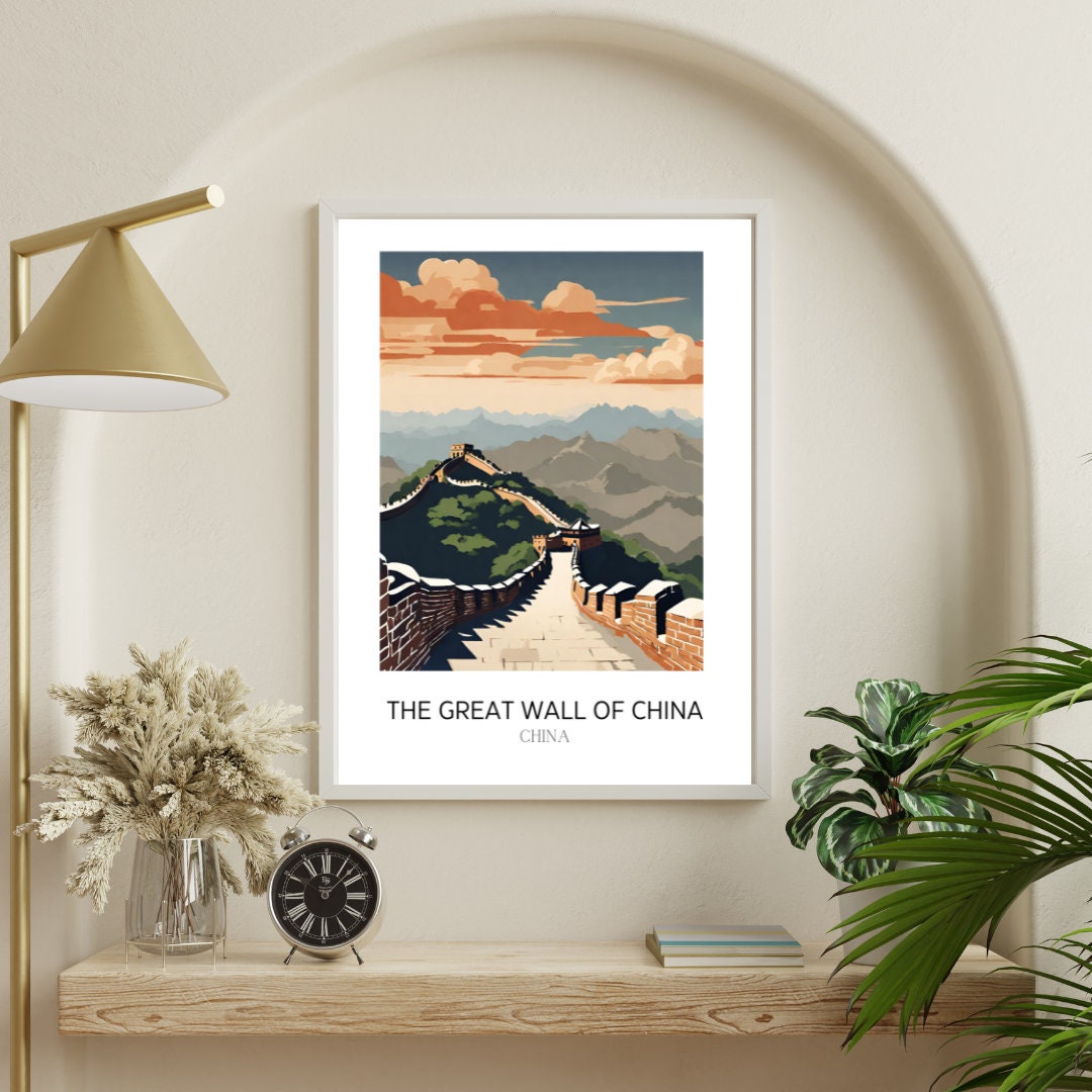 Great Wall of China Travel Poster Great Wall Travel Print Retro Travel ...