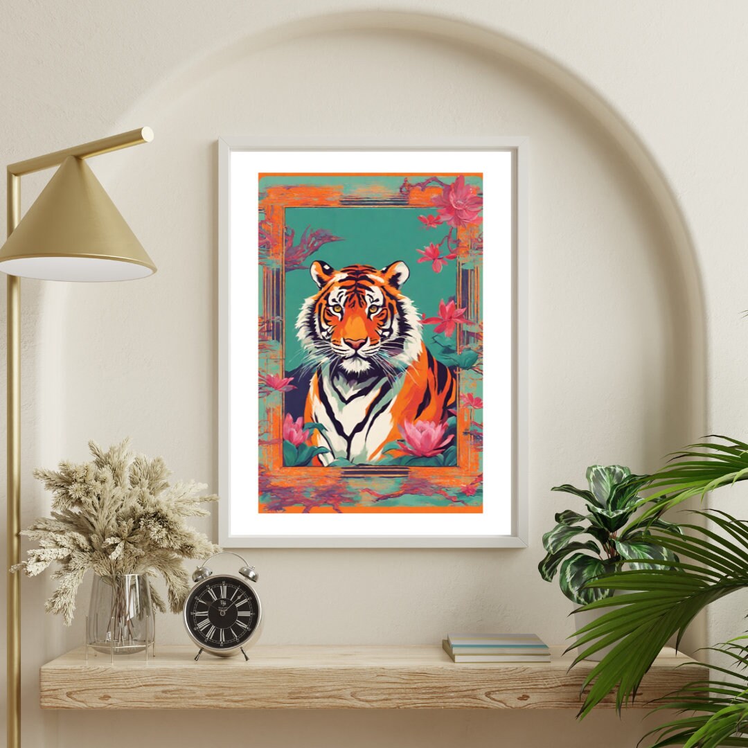 Oriental Tiger Print Tiger Wall Art Tiger Poster Tiger Gift Tiger Print ...