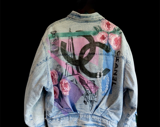 Eiffel Tower Paris Jacket Chanel Paris Fashion Hand-painted Denim ...