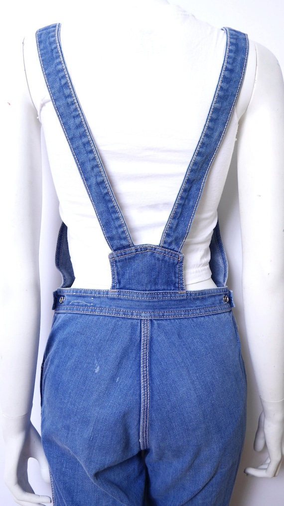 Zipper Overalls Vintage Bib Overalls Denim 1970s Stra… - Gem