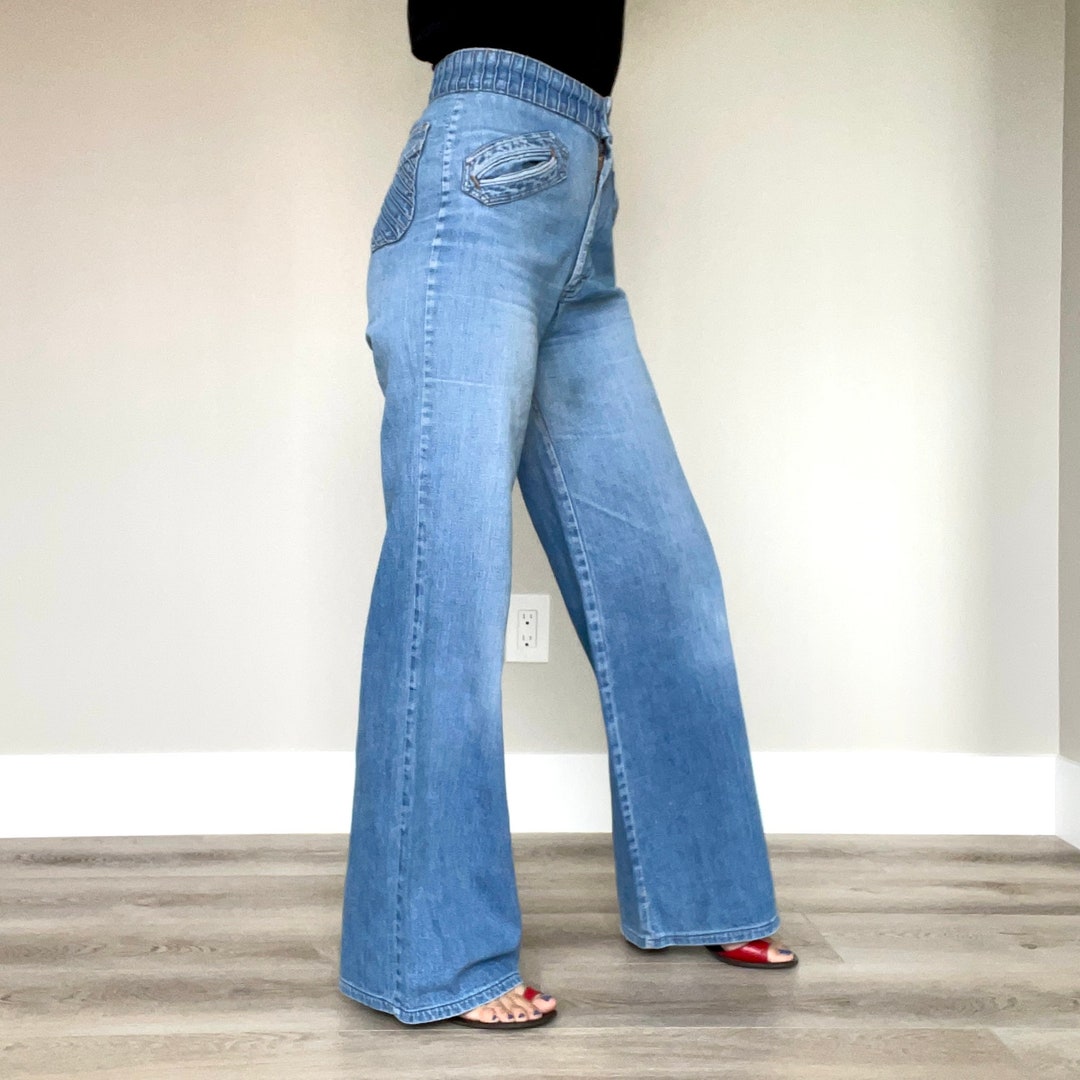 Vintage 60s 70s Wide Leg High Waist Jeans - Etsy