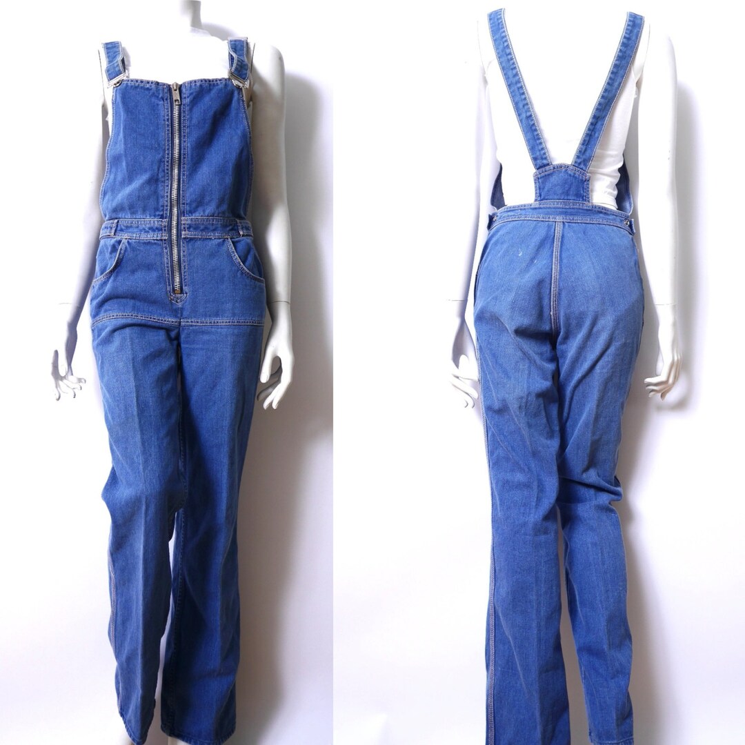 Zipper Overalls Vintage Bib Overalls Denim 1970s Straight Leg Blue ...