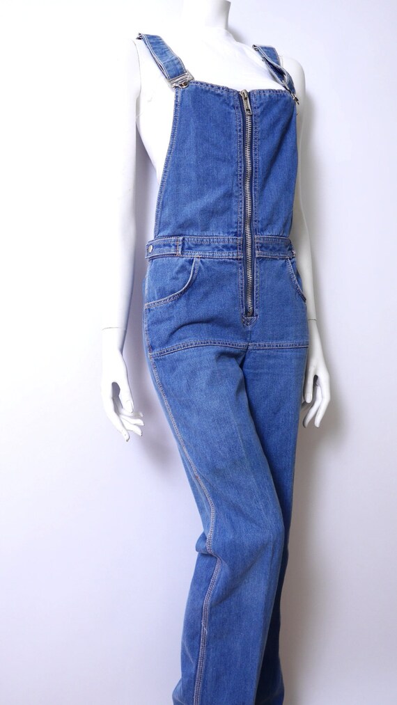 Zipper Overalls Vintage Bib Overalls Denim 1970s Stra… - Gem