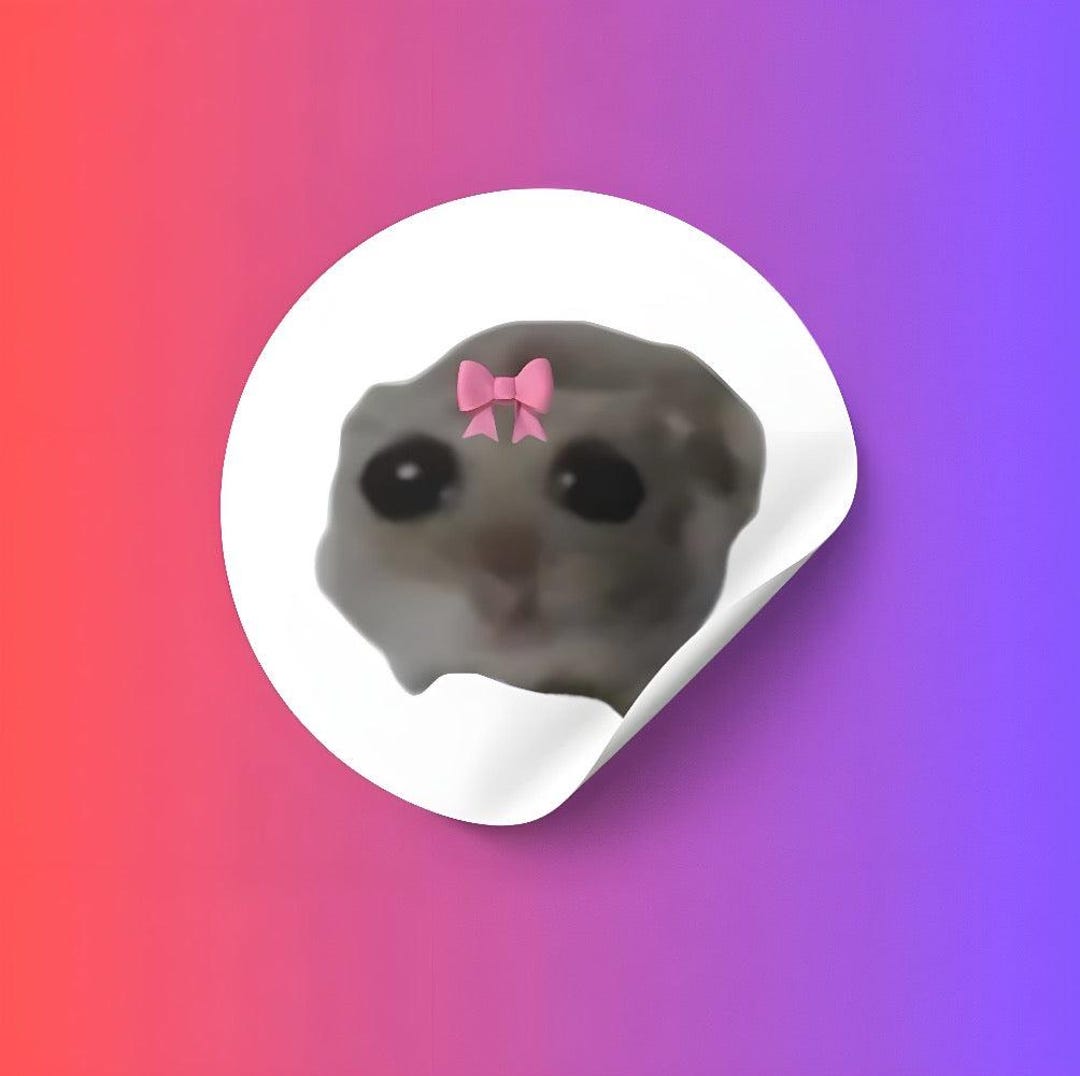 Trendy 'sad Hamster' Meme Sticker | Party & Festival Gag | Pack of 50 ...