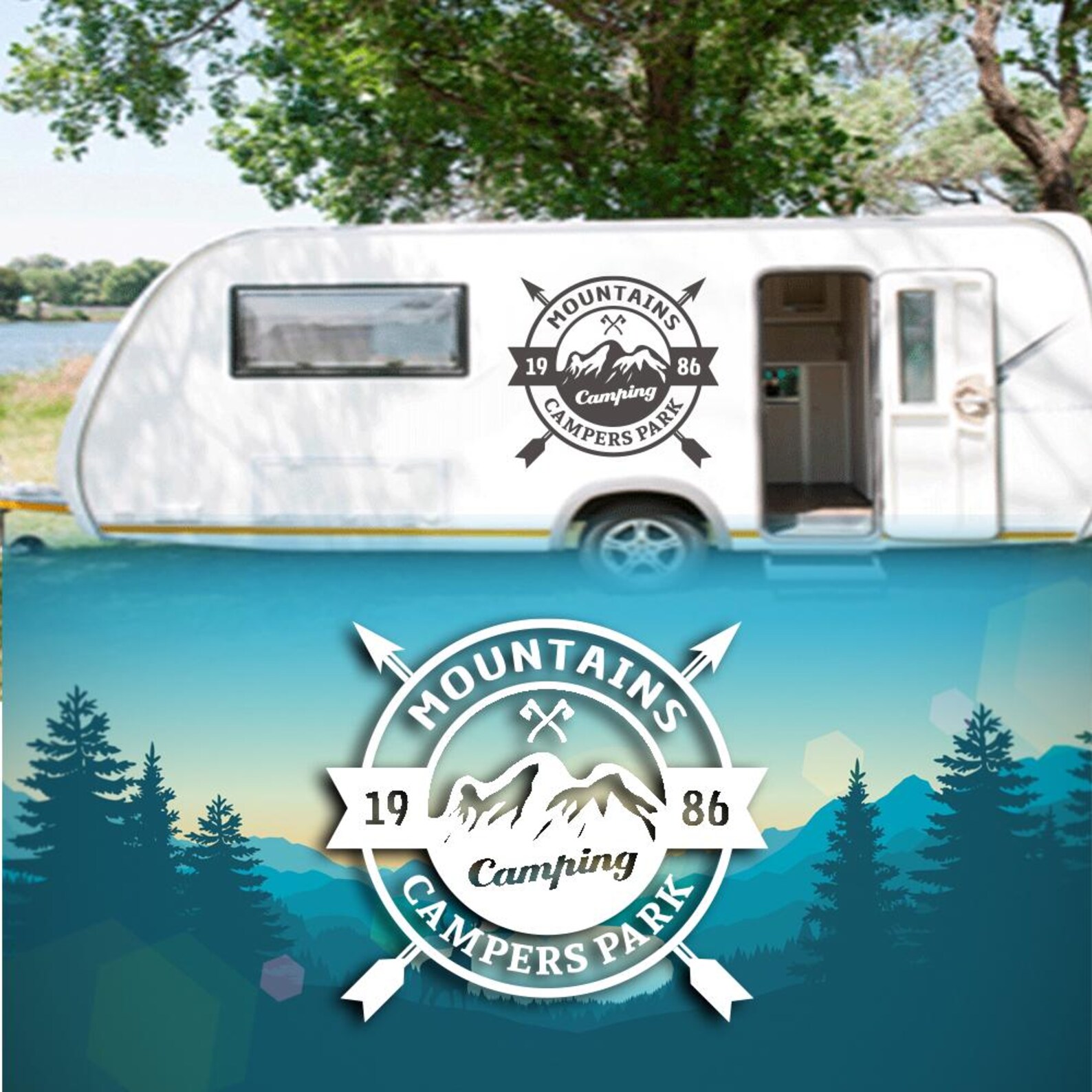 Bring Your Camping Spirit to Your Vehicle. High Quality Sticker Designs ...