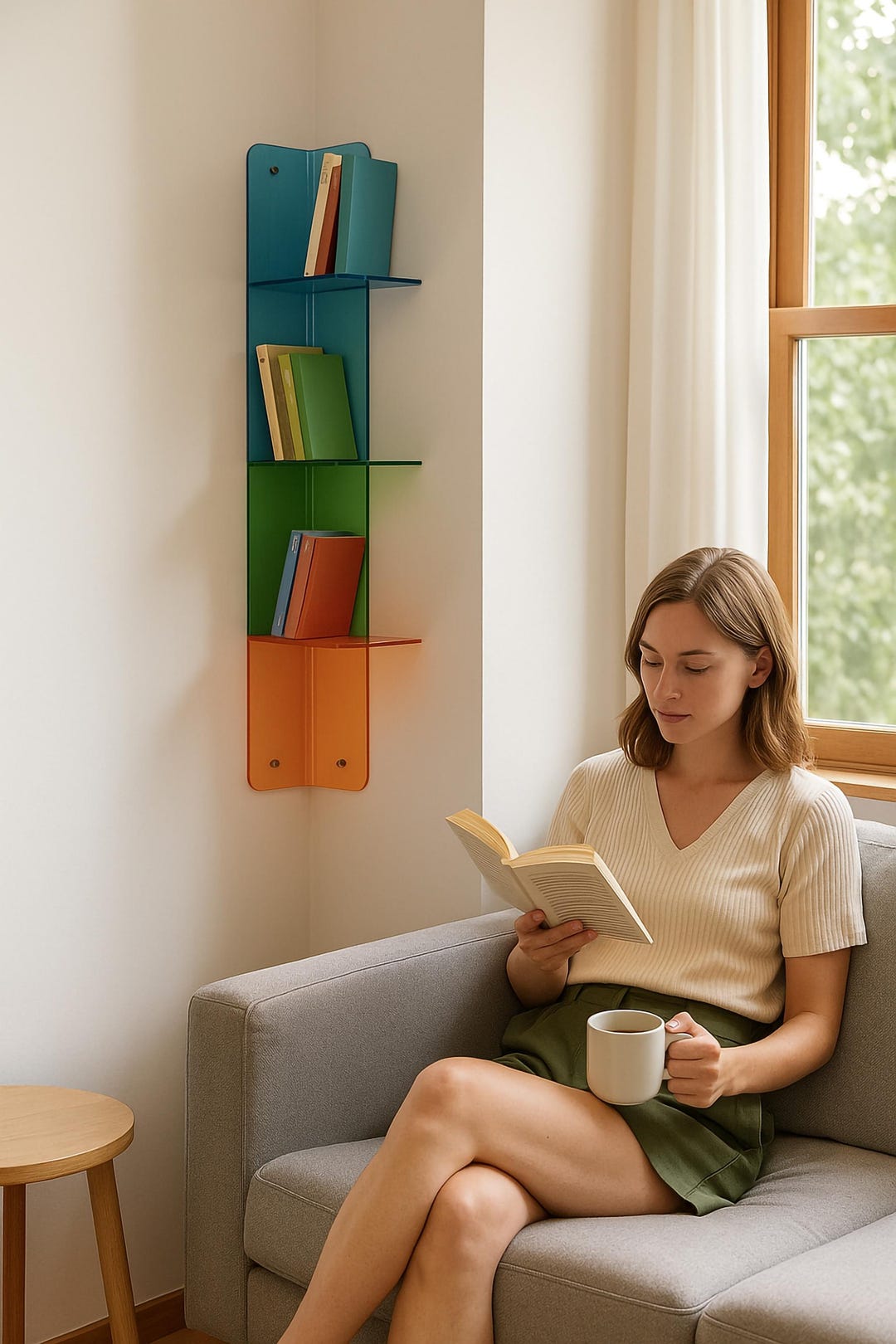 Acrylic Corner Shelf for Wall, Floating Clear Corner Bookshelf,modern ...