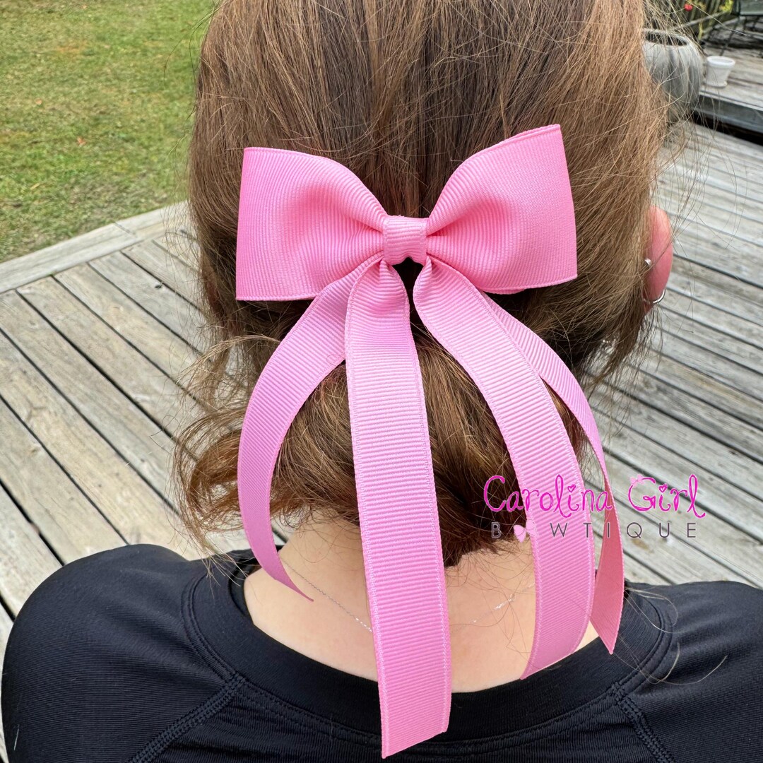Pink Hair Bow ~ 4 Inch Elegant Hair Bow ~ Everyday Bow ~ Adult Hair Bow ...