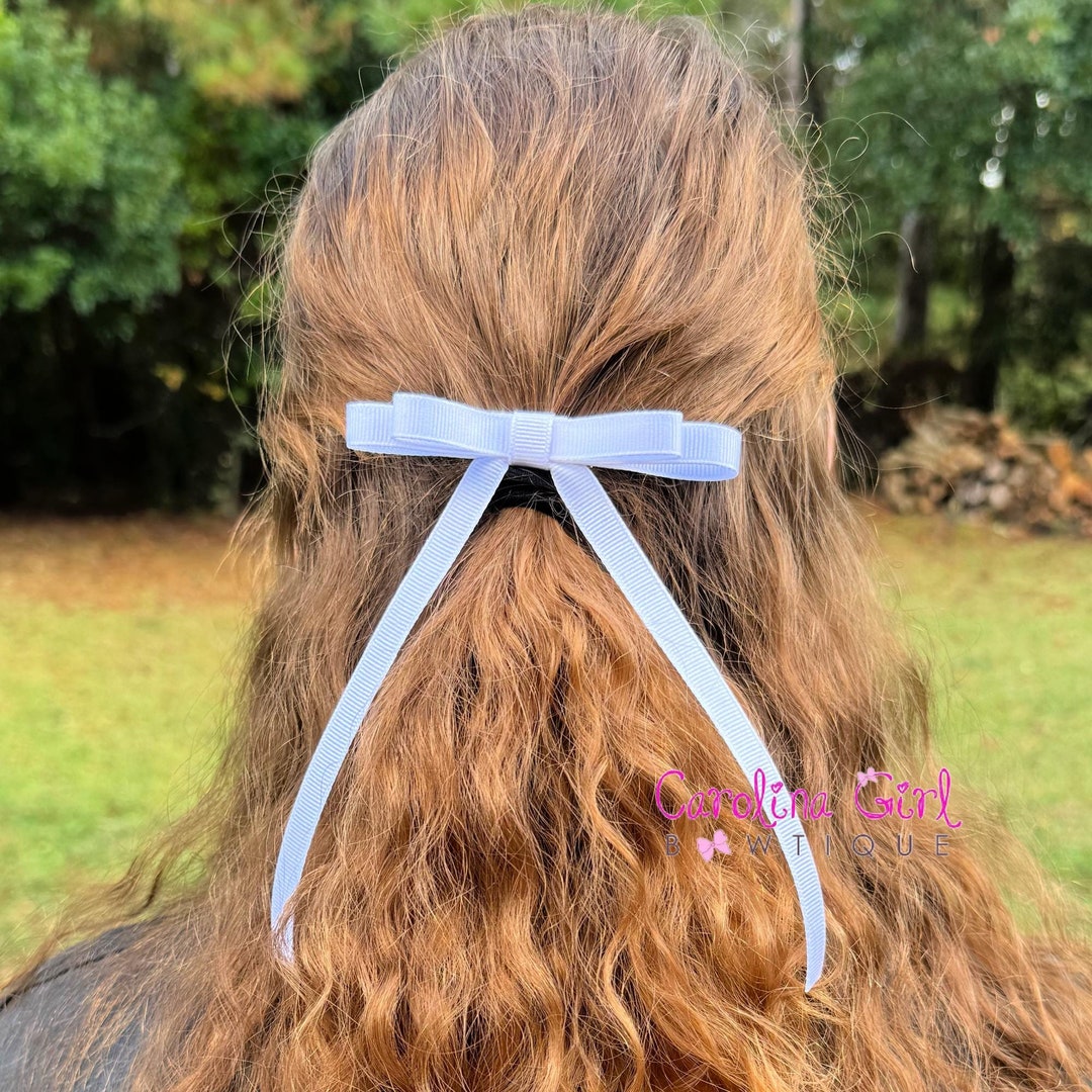 Skinny White Hair Bow ~ Elegant Hair Bow ~ Adult Hair Clips ~ Adult ...