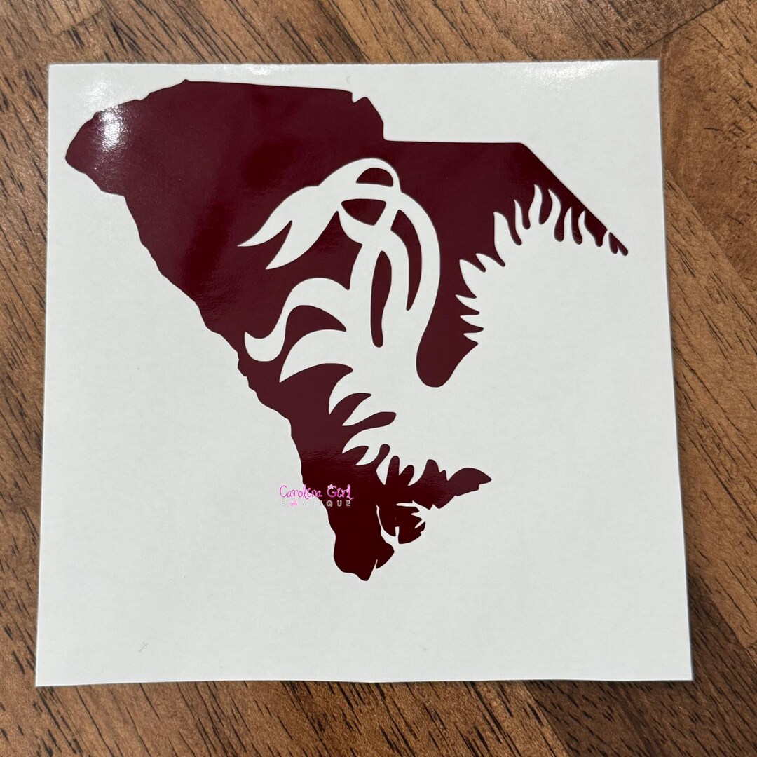 Gamecock ~ State Outline Vinyl Decal ~ College Decal ~ Sticker for Car ...