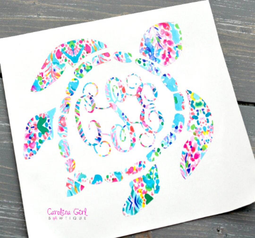 Monogram Decal, Turtle Monogram, Monogrammed Car Stickers, Yeti Cup ...