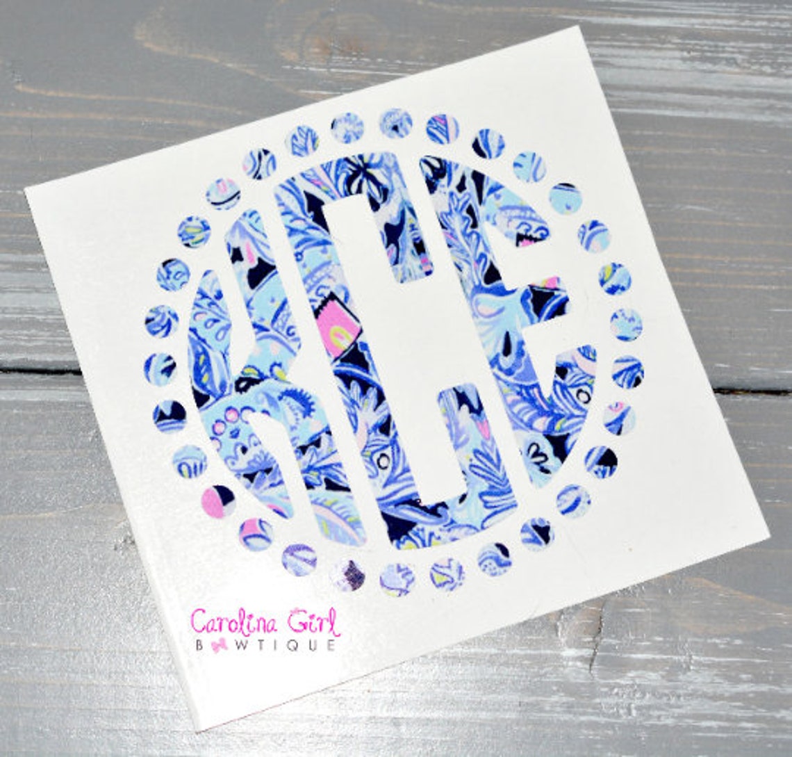 Monogram Decal Polka Dot Monogram Monogrammed Car Stickers - Etsy
