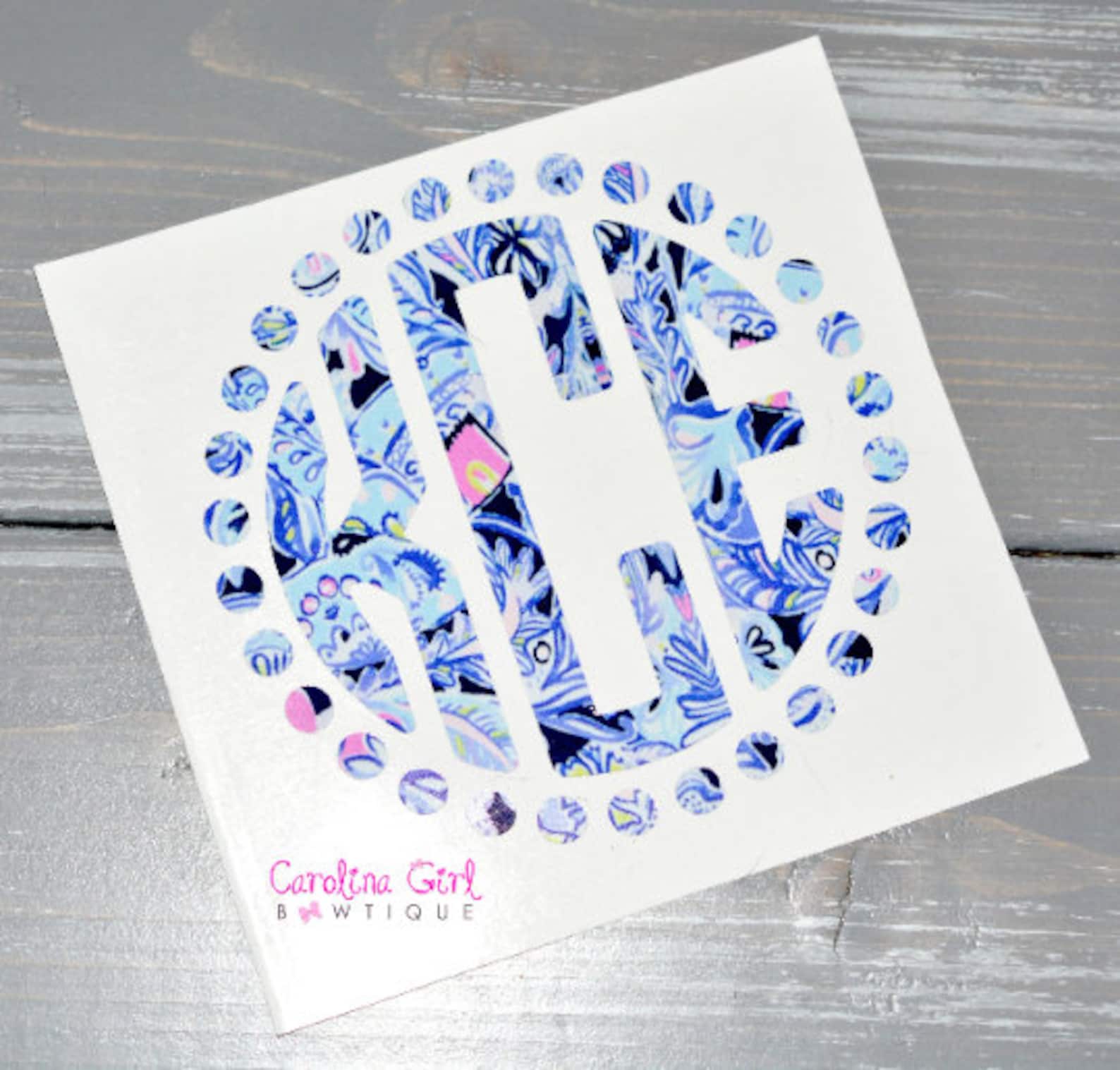 Monogram Decal, Polka Dot Monogram, Monogrammed Car Stickers, Yeti Cup ...