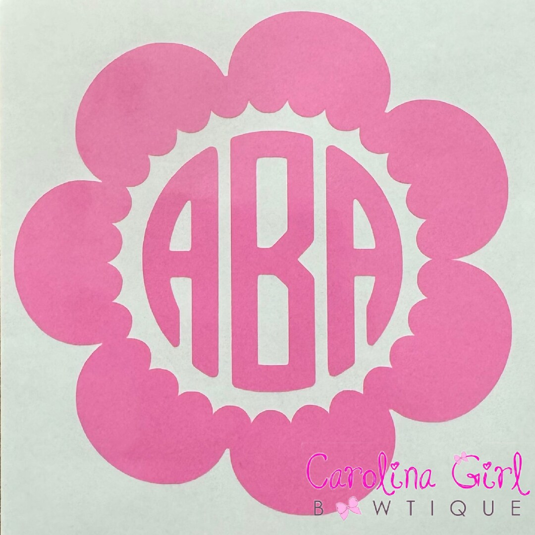 Personalized Flower Monogram Decal - Car Decal - Script Monogram ...