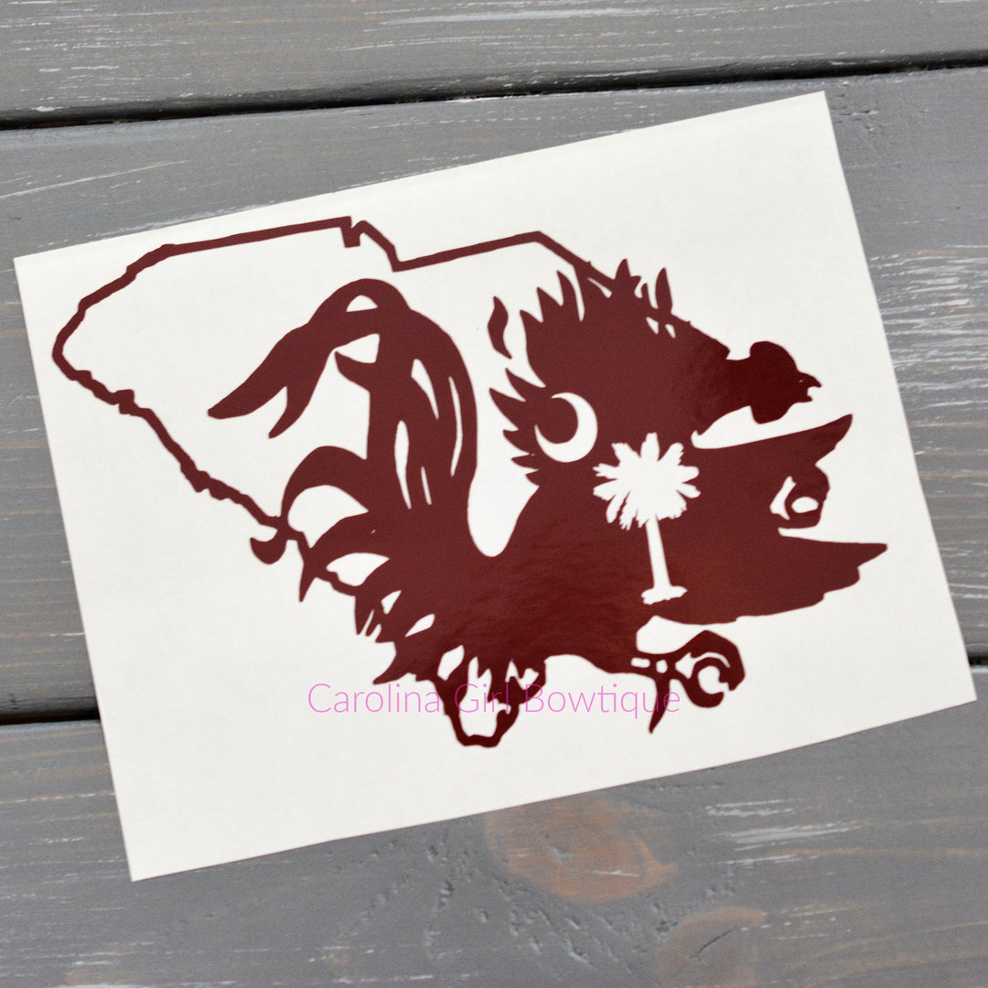South Carolina Gamecock ~ Palmetto Tree ~ State Outline Vinyl Decal ...