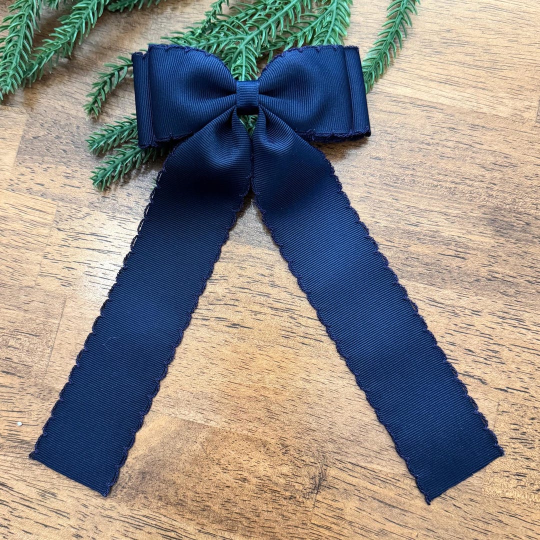 Navy Moonstitch Bow ~ Elegant Hair Bow ~ Adult Hair Clips ~ Adult Hair ...
