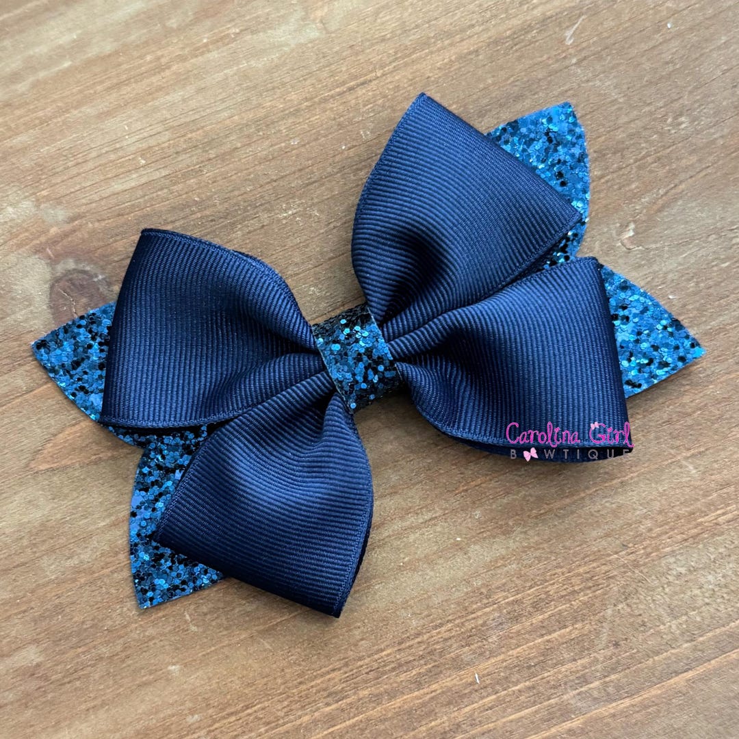 Navy Hair Bow, Navy Blue Bow Hair Clip, Navy Bow Headband, Girls ...