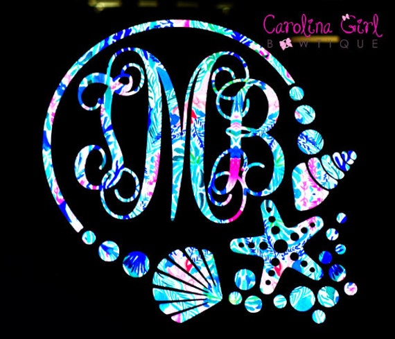 Monogram Decal Sea Shell Monogram Monogrammed Car Stickers - Etsy