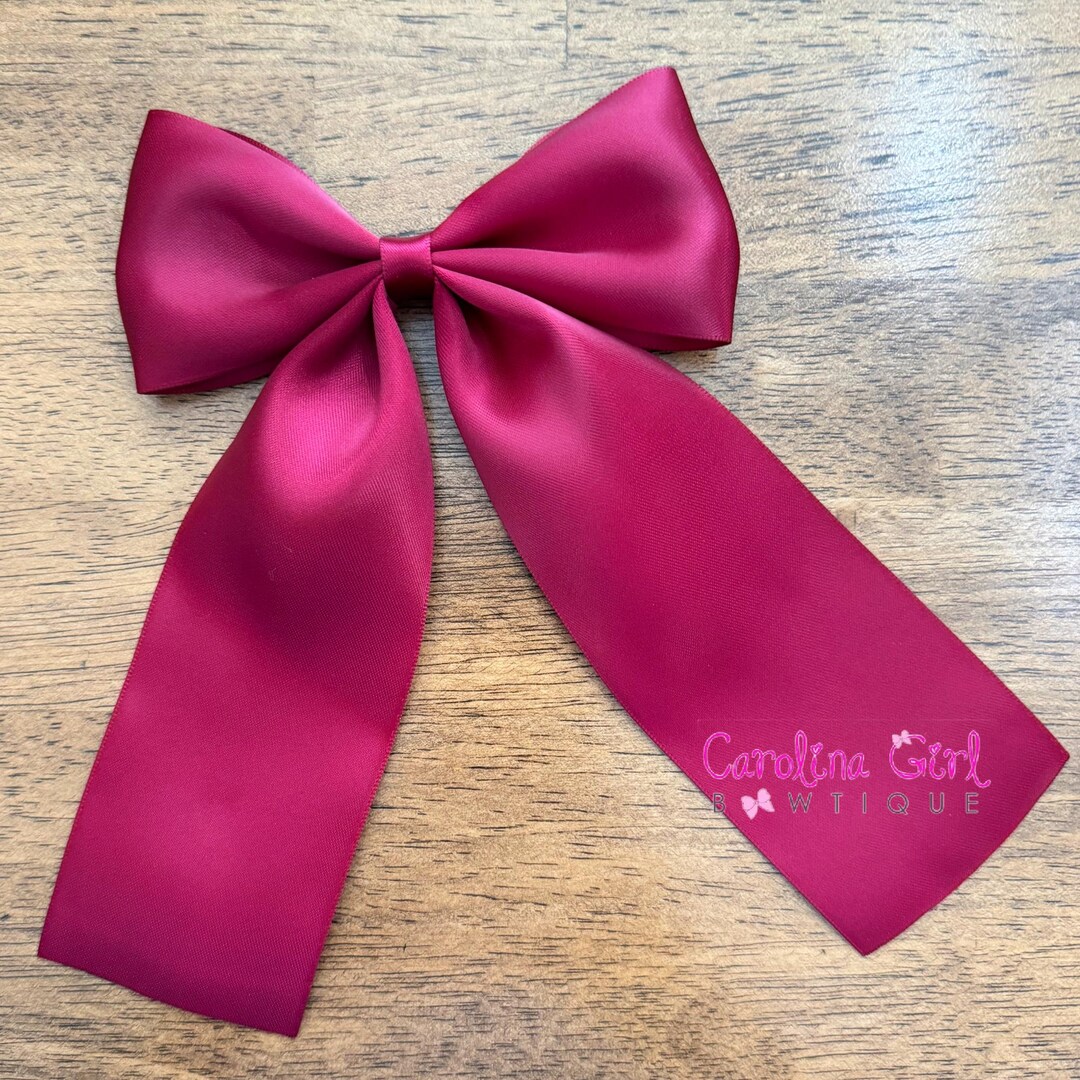 Wine Satin Bow - 5 Inch Girls Satin Bow - Christmas Hair Bow ~ Holiday ...