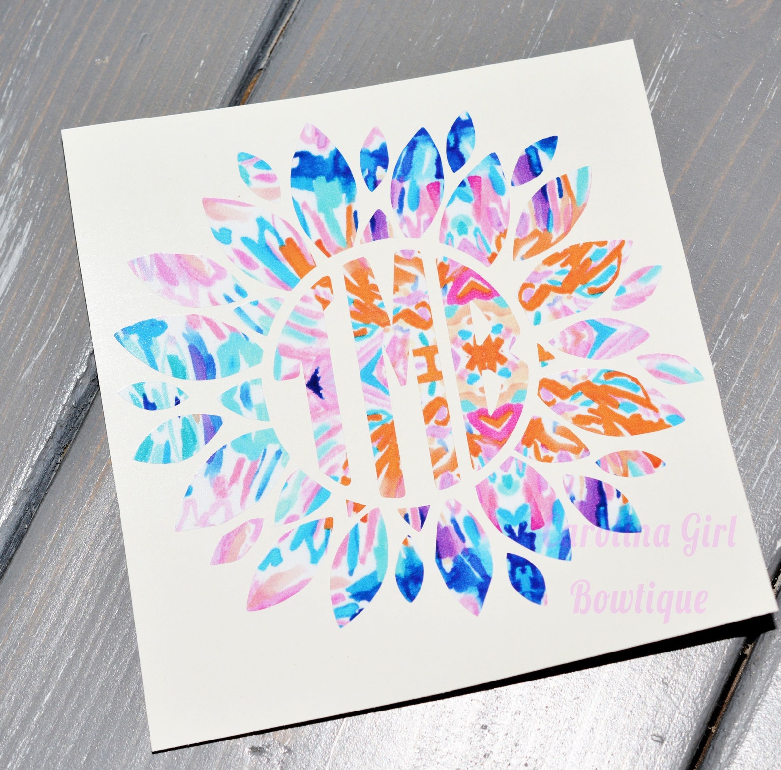 Custom Dahlia Monogram Decal for Car Rear Window Sticker, Personalized ...