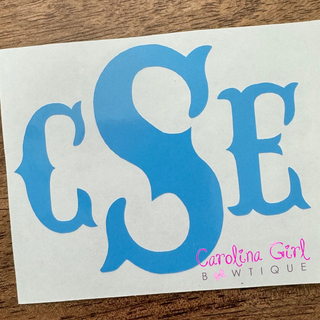 Personalized Fishtail Monogram Decal - Car Decal - Script Monogram ...