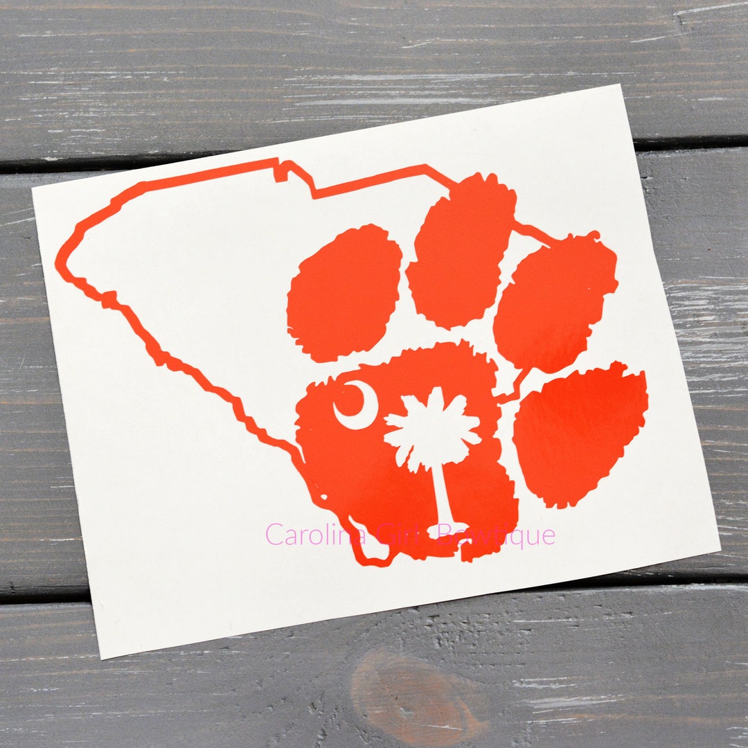 Clemson Paw Print ~ Palmetto Tree ~ State Outline Vinyl Decal - Etsy