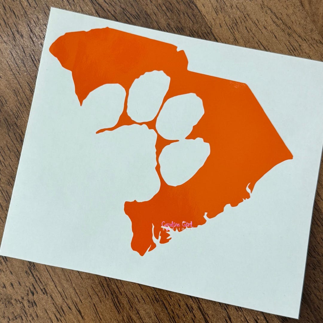 Clemson Paw Print ~ State Outline Vinyl Decal - Etsy