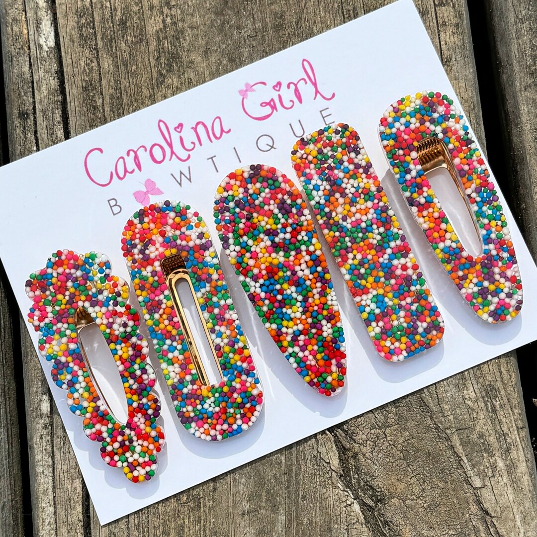 Sprinkle Hair Clips ~ Resin Hair Clips for Girls ~ Birthday Sprinkles ...