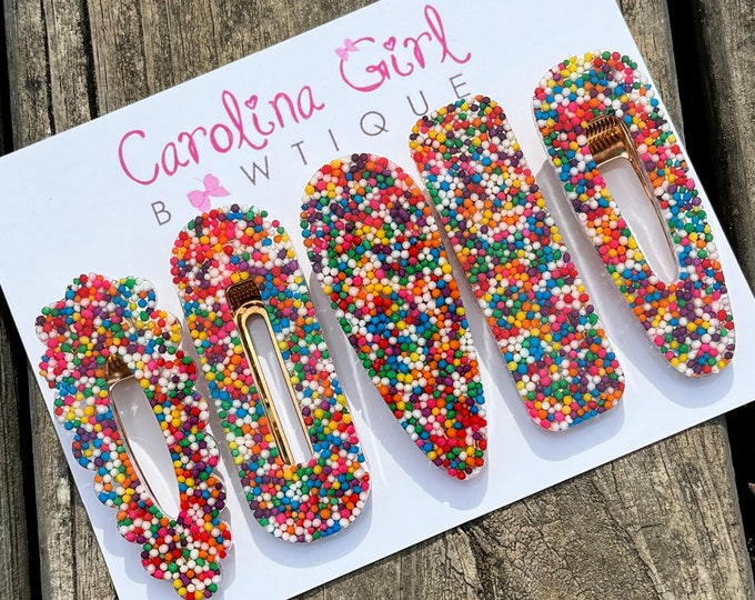 Sprinkle Hair Clips ~ Resin Hair Clips for Girls ~ Birthday Sprinkles ...