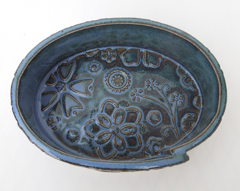 Slate Blue Green Textured Floral Handmade Ceramic Pottery - Etsy