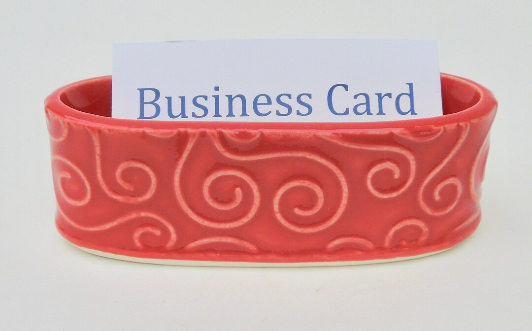 Red Textured Swirl Handmade Ceramic Pottery Business Card Holder - Etsy
