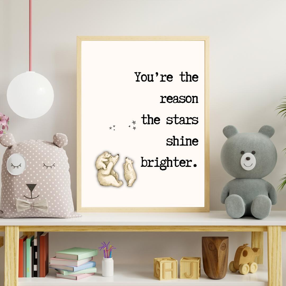 PRINTABLE -you're the Reason the Stars Shine Brighter Quote. Type Font ...