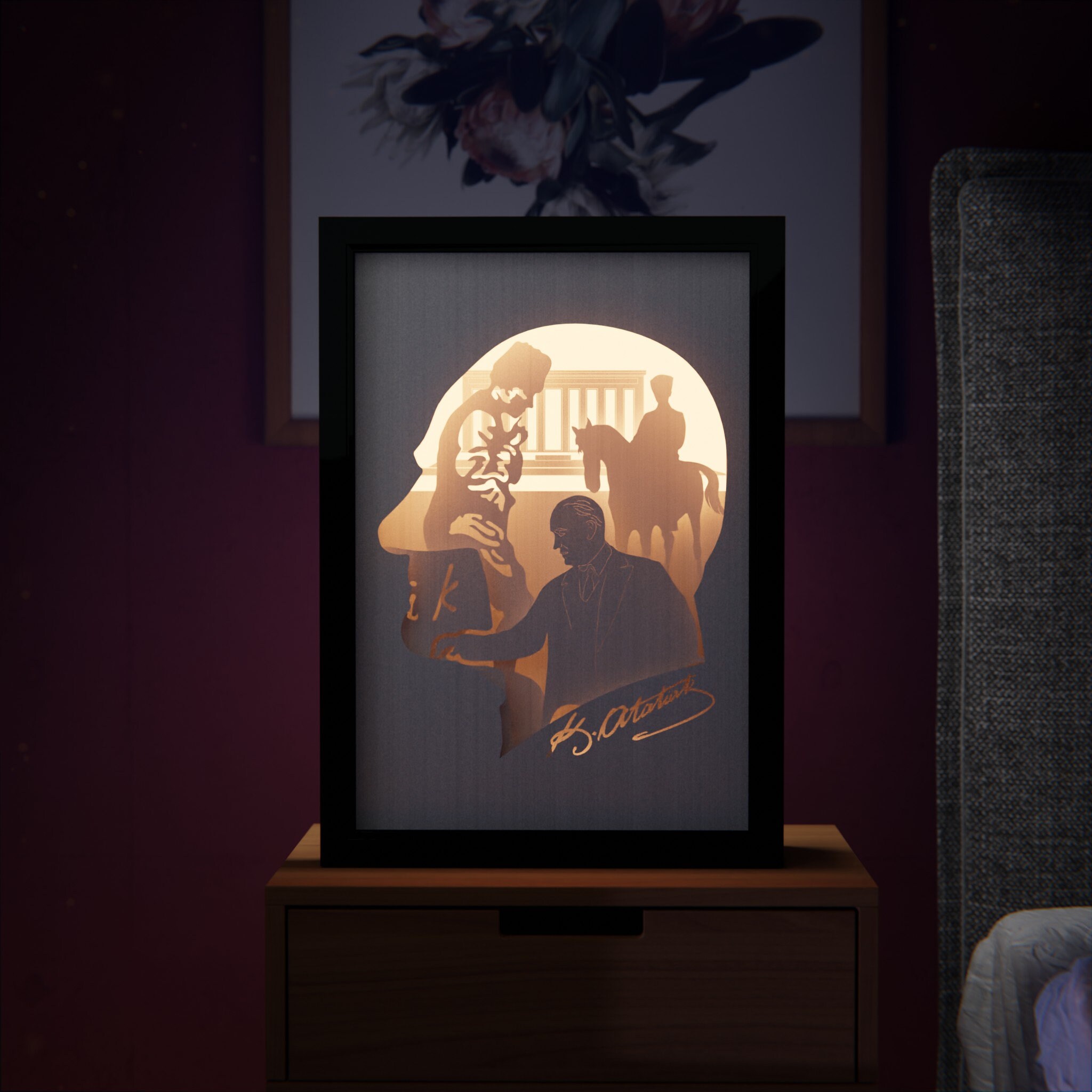 Ataturk Light Box Diy Templates 2 in 1 PDF SVG DXF Video Tutorial - Etsy